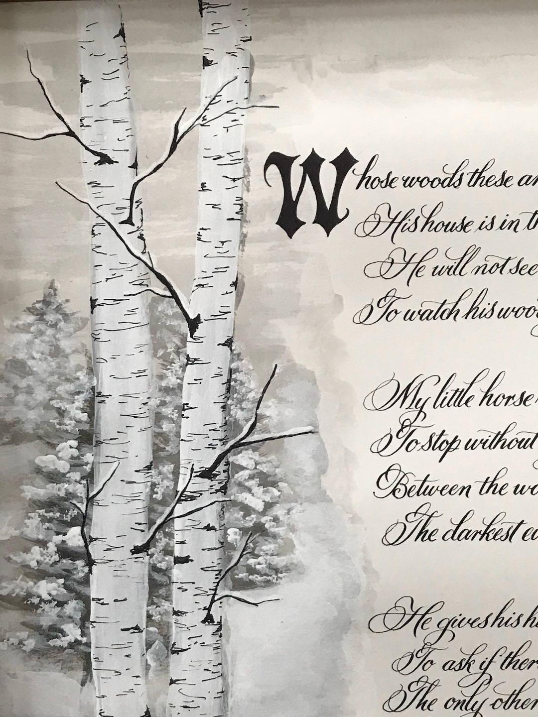 Robert Frost/stopping by the Woods on a Snowy Evening/print of Original ...