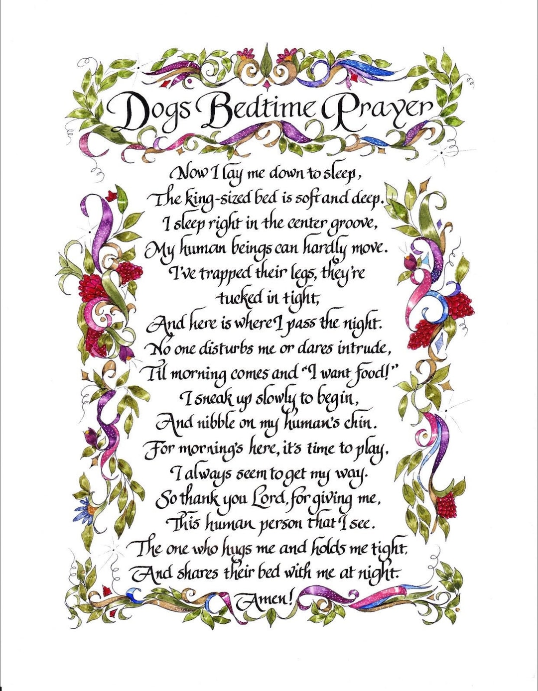 Dogs Bedtime Prayer Art Print, Dog Lover Gift (8.5x11) - Etsy