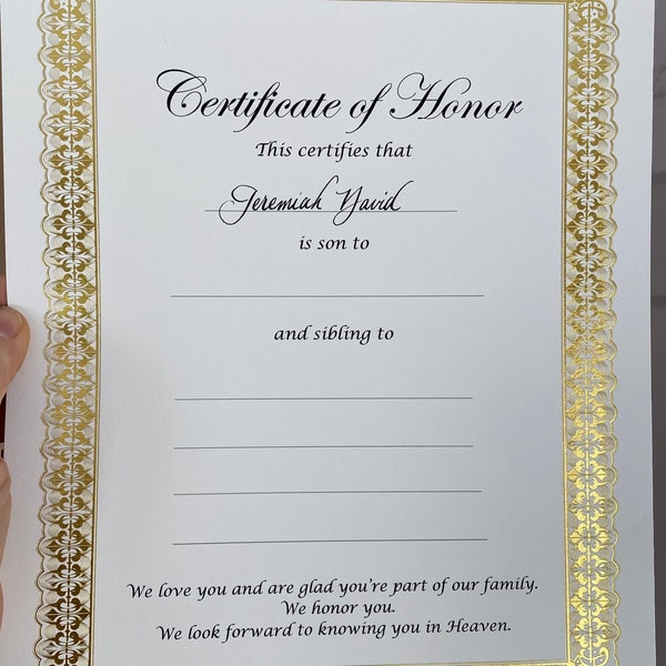 In Loving Memory Certificate - Etsy