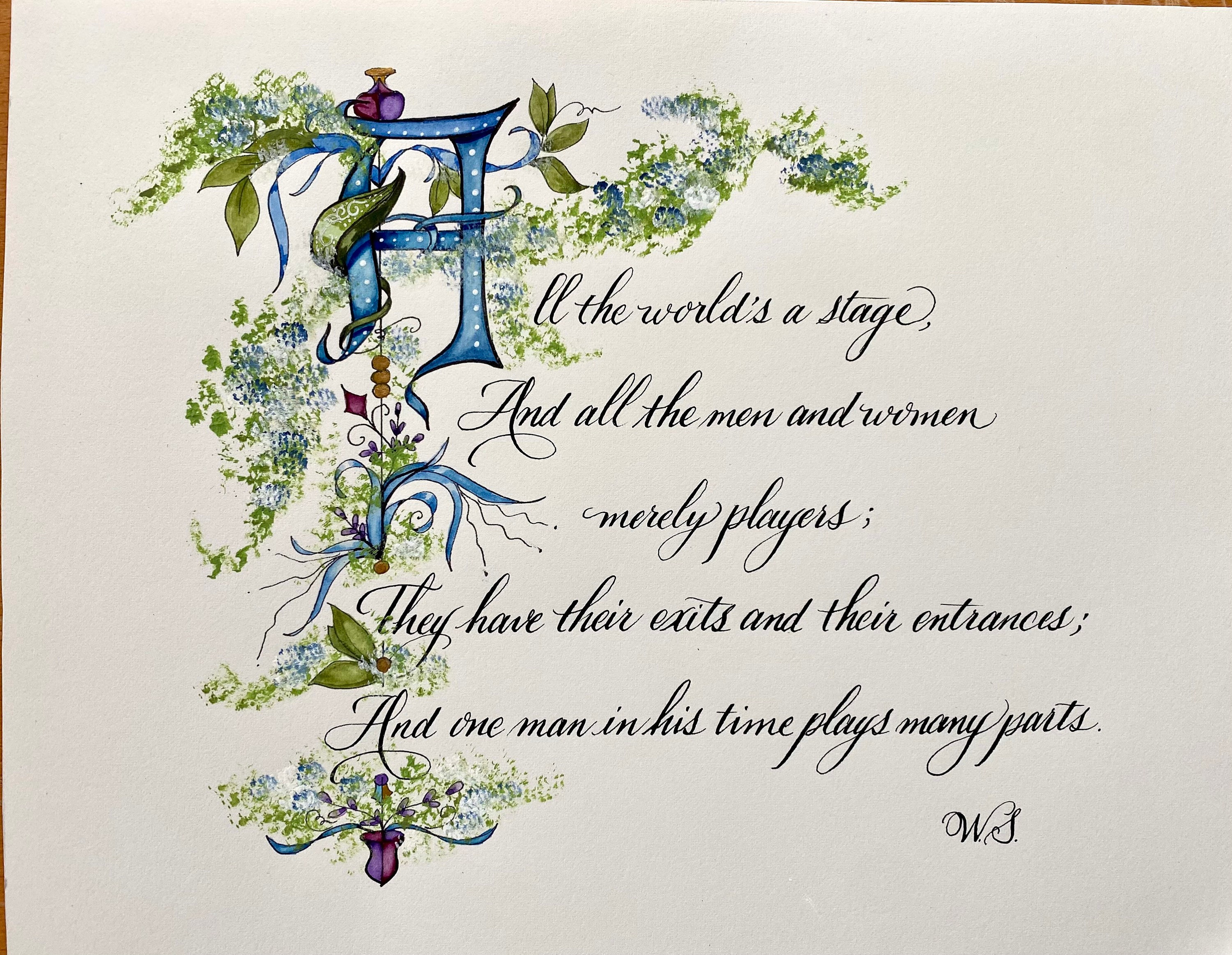 William Shakespeare Quote Print: All the World's a Stage, Blue ...