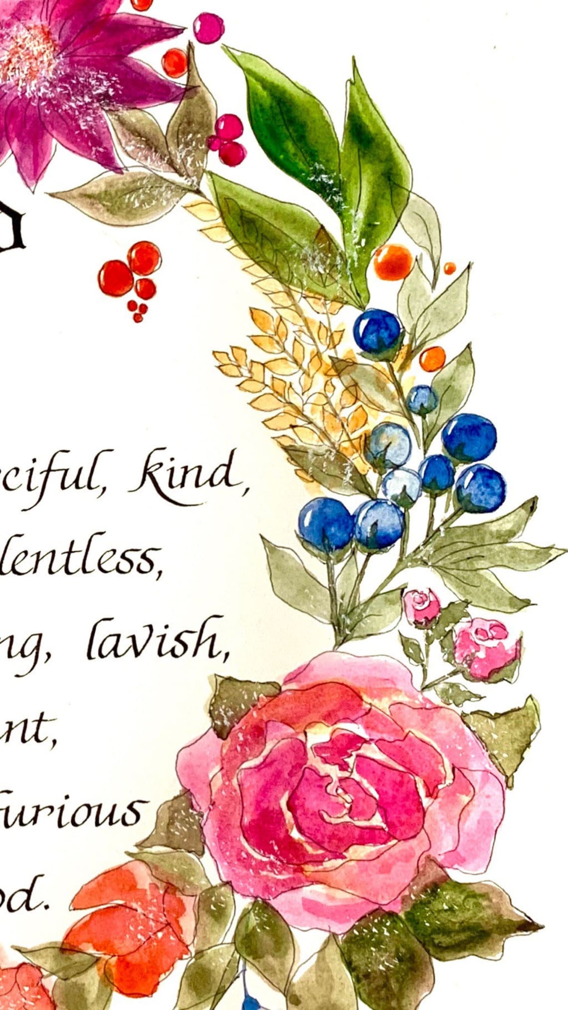 Hebrew/water Color/hesed/hebrew/strength/winsor and - Etsy