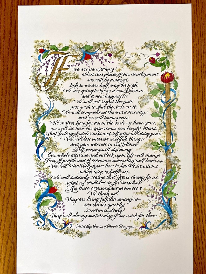 9th Step/aa/recovery/freedom/lavender/tulip//gold/blue/water Color Art ...
