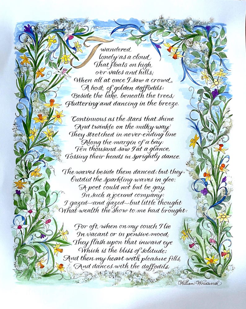 Wordsworth Daffodils Watercolor Art Print, Floral Poem, Original by ...