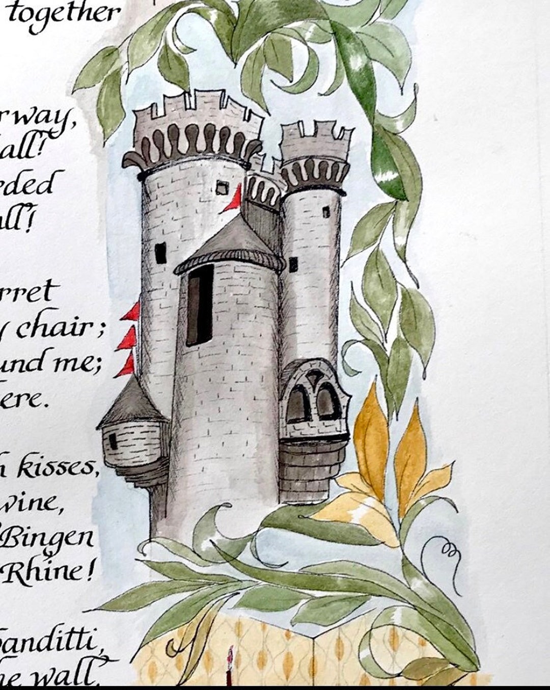 THE CHILDRENS HOUR by Henry W. Longfellow, Windsor and Newton water ...