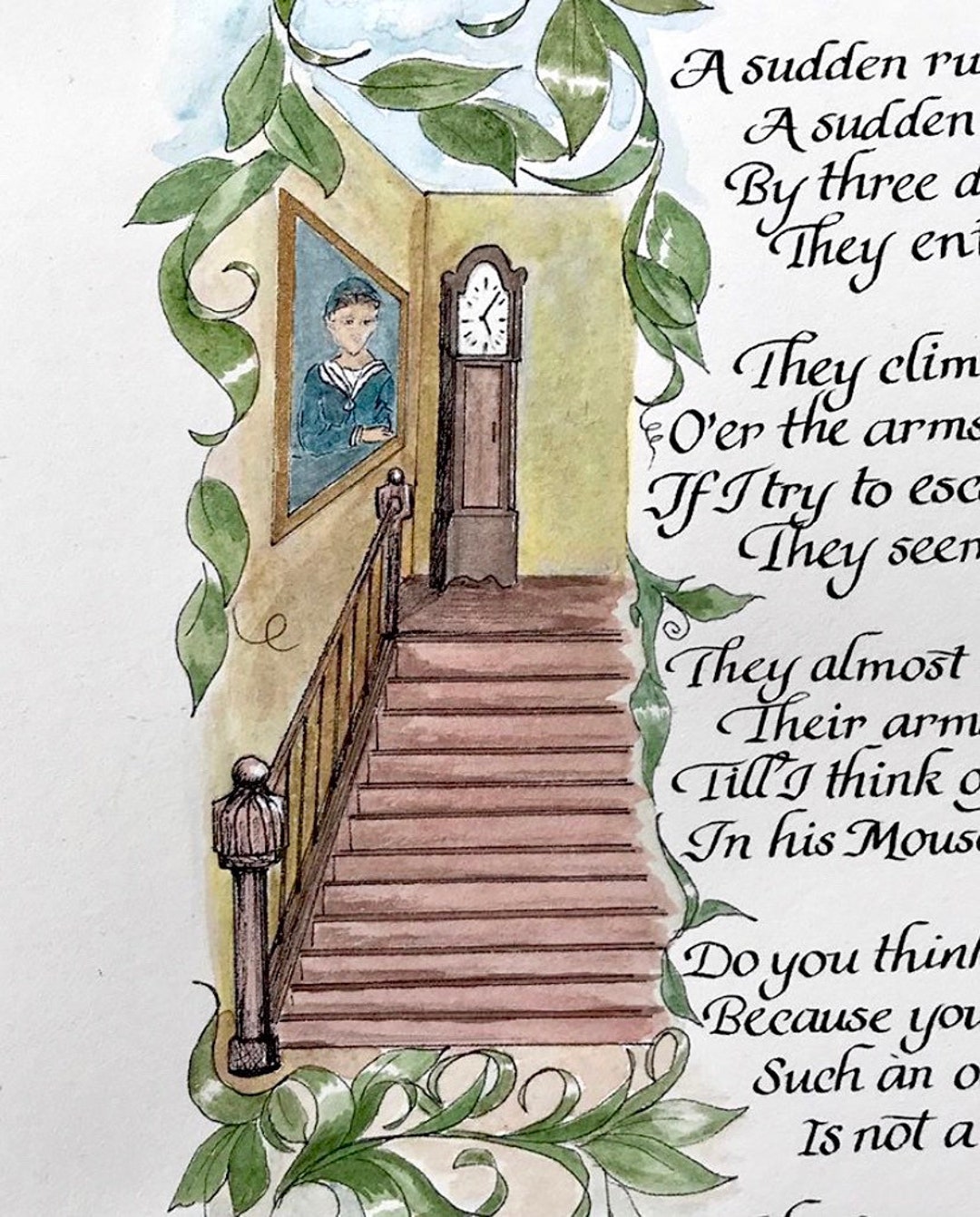 The Childrens Hour Print: Longfellow Poem, Windsor Newton Watercolor - Etsy