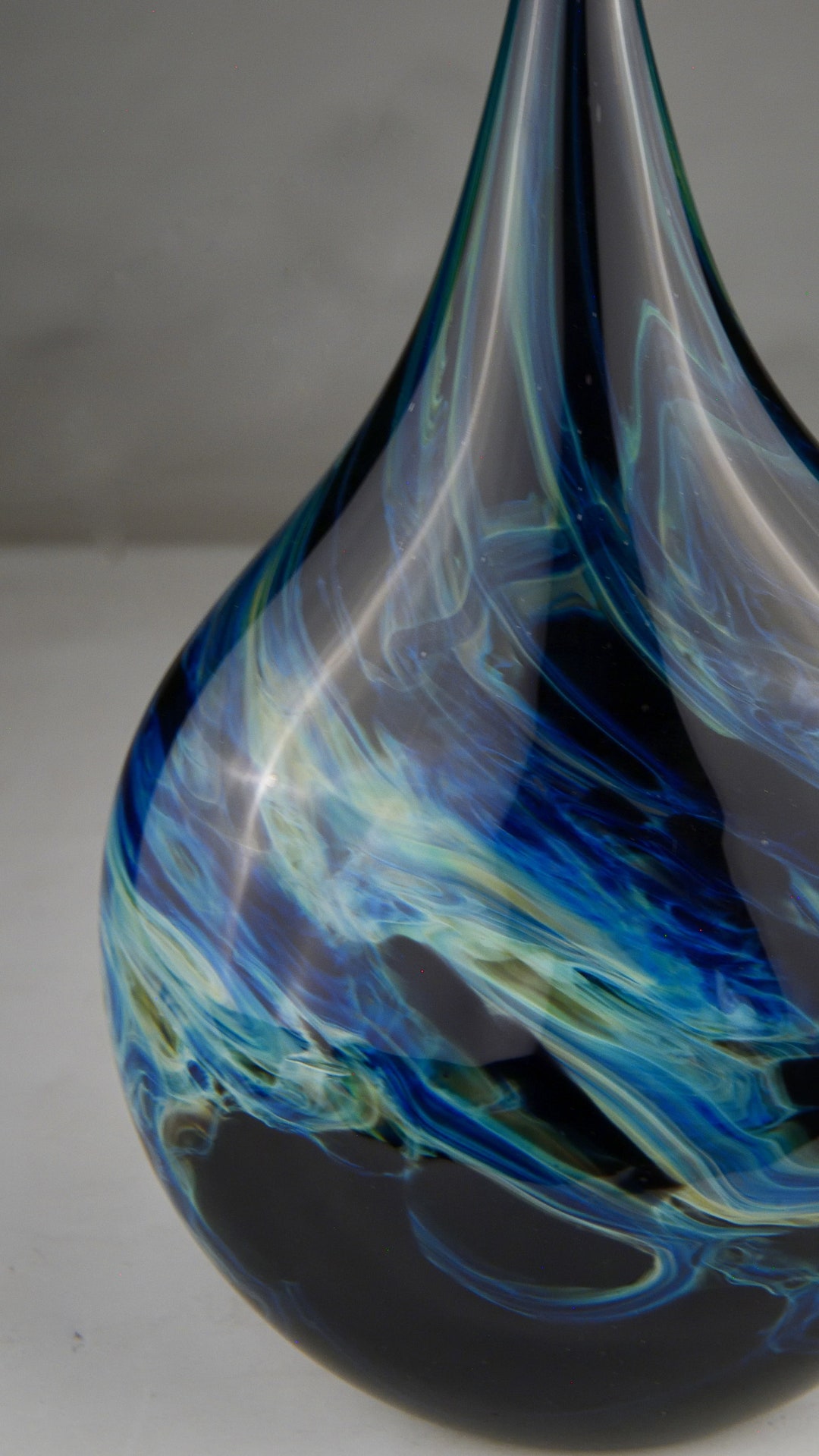 Large Sculptural Tear Drop Vessel in Black, Blue, Yellow, and Green - Etsy