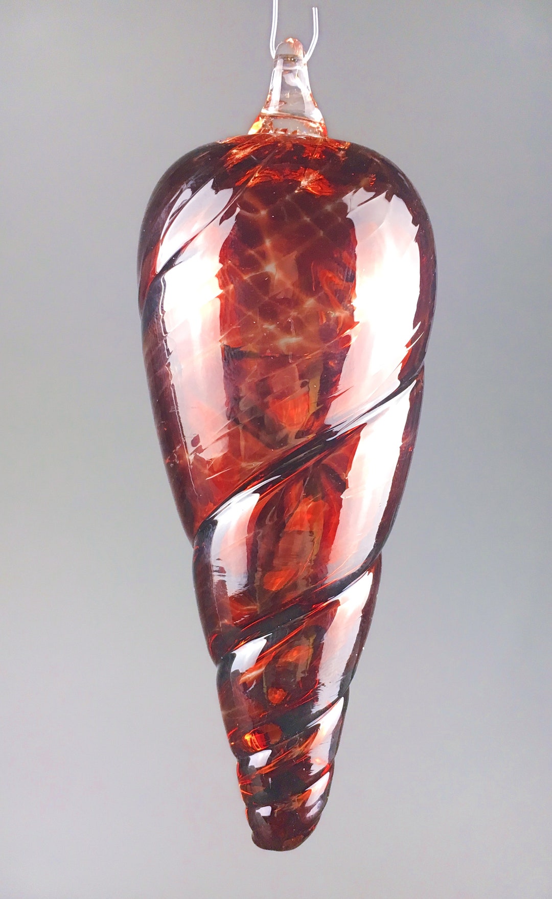 Hand Blown Spiral Glass Christmas Ornament in Ruby Red - Etsy