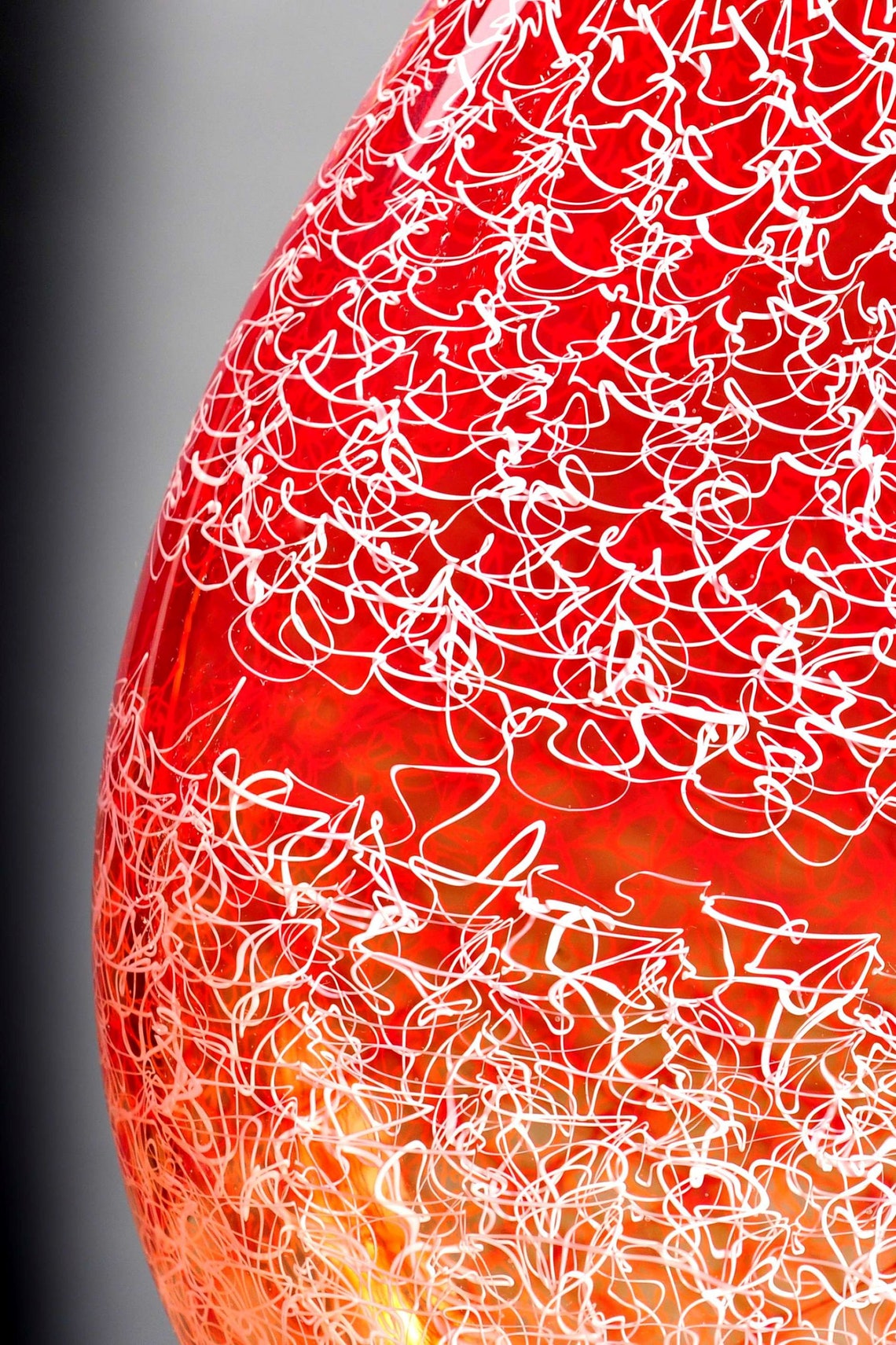 Large Sculptural Italian Style Merletto Vase / Vessel in Red / Gold ...