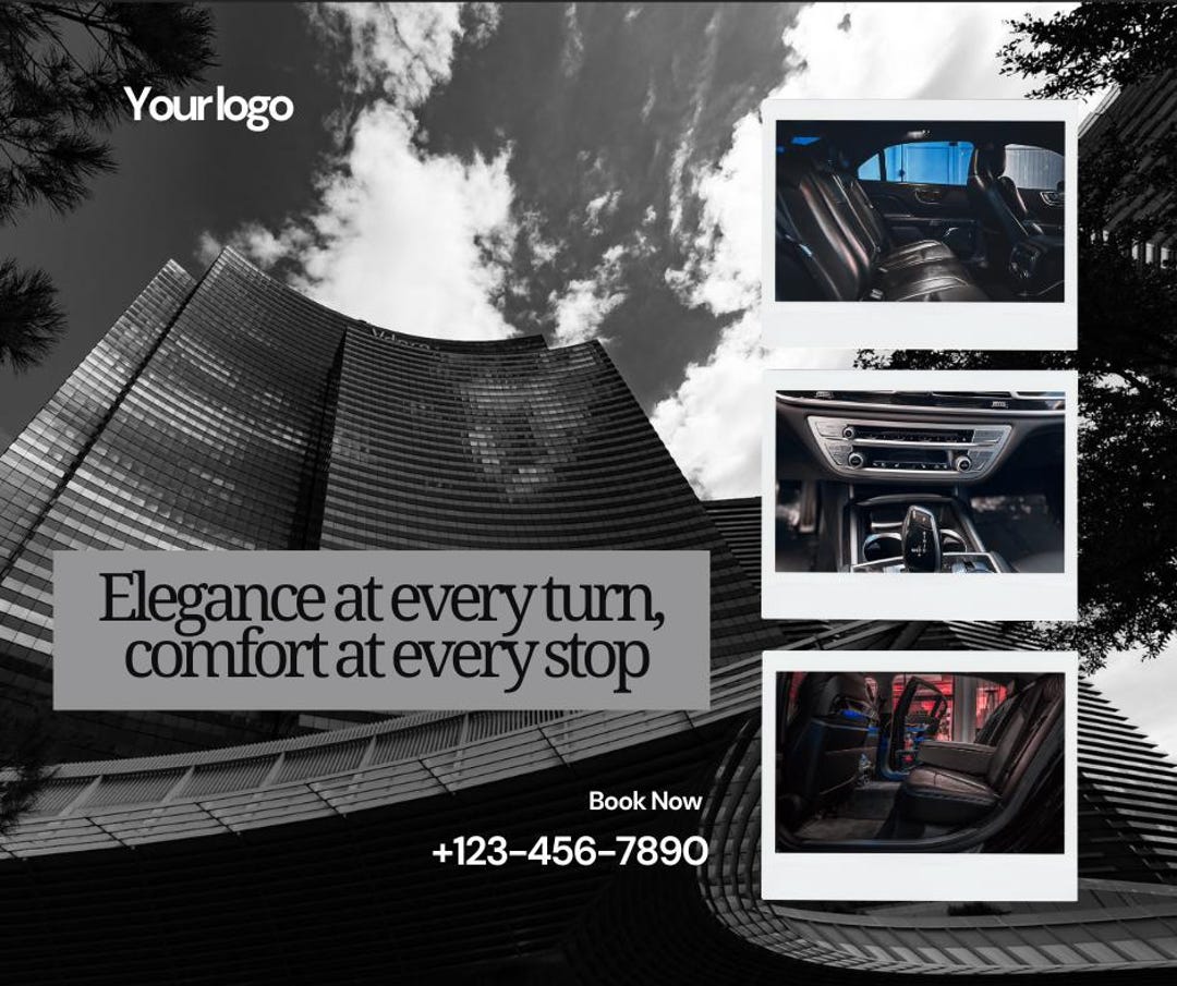 Template for Limousine Marketing , Black Car Service Editable on Canva ...