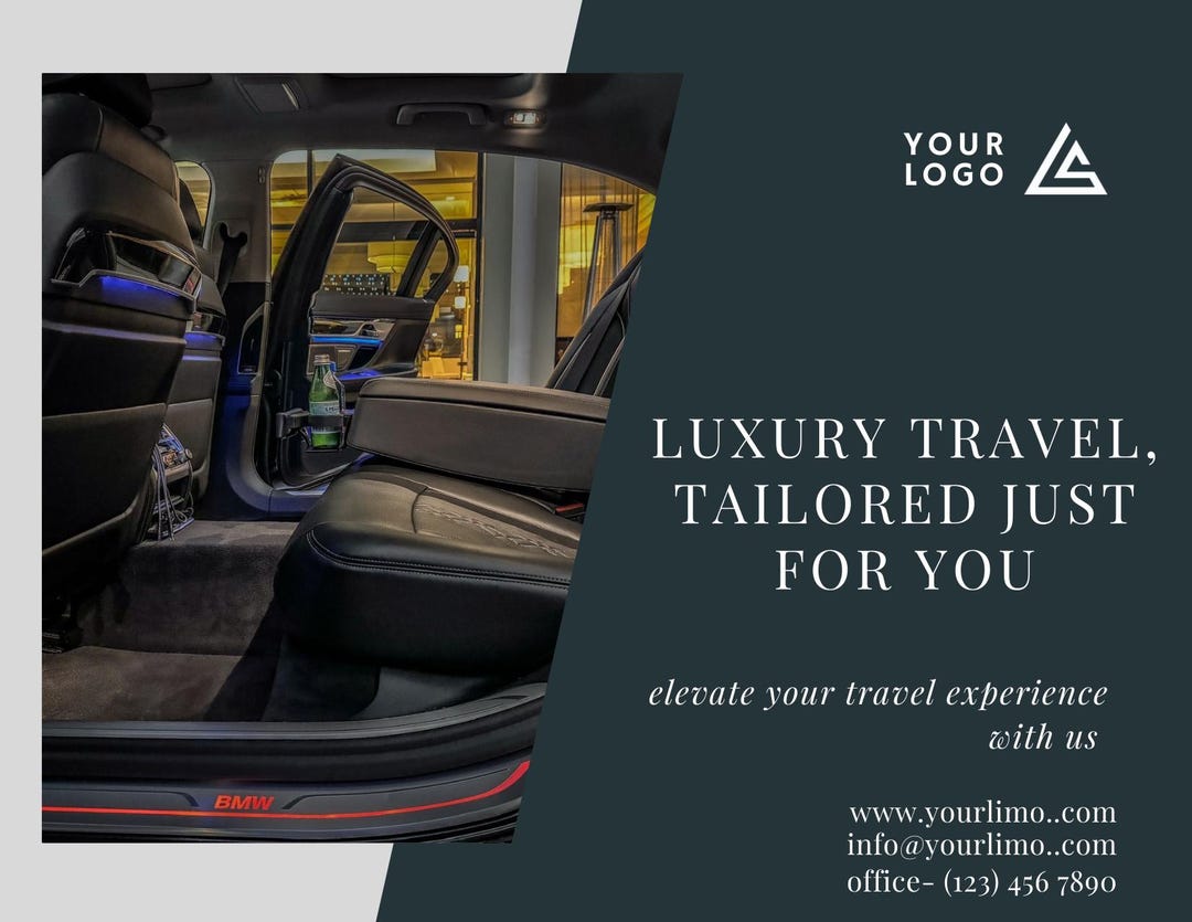 Postcard for Mail for Limousine Business, Car Service , Editable Canva ...