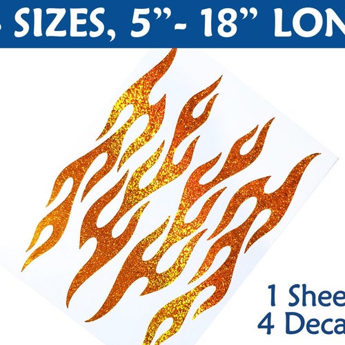 Set of 4 Rose Pink Flames Holographic Glitter Decals Retro - Etsy