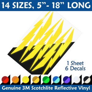 6 Lightning Bolts Reflective Decal Set, Six Lightning Reflector ...