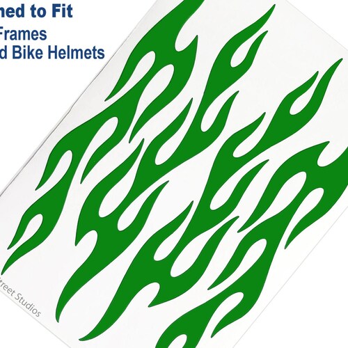 Set of 4 Green Flames Reflective Decals Retro Flame Bike - Etsy