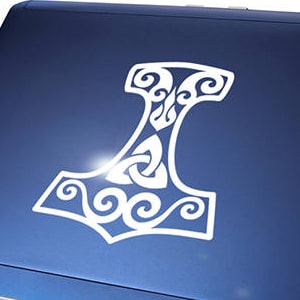 Thor's Hammer Decal, Mjolnir Laptop Decal, Viking Hammer Laptop Decal ...