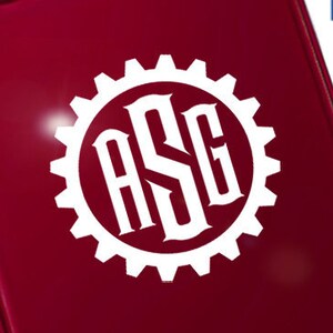 Steampunk Gear Monogram Decal, Personalized Sprocket Laptop Sticker ...