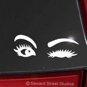 Winking Eyes Decal, Eye Lashes Wink Car Window Sticker, Woman Eyelashes ...