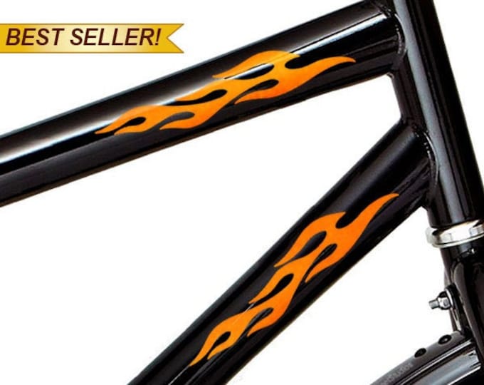 Set of 4 Flames Decal Set, Retro Flame Motorcycle Helmet Stickers Kit ...