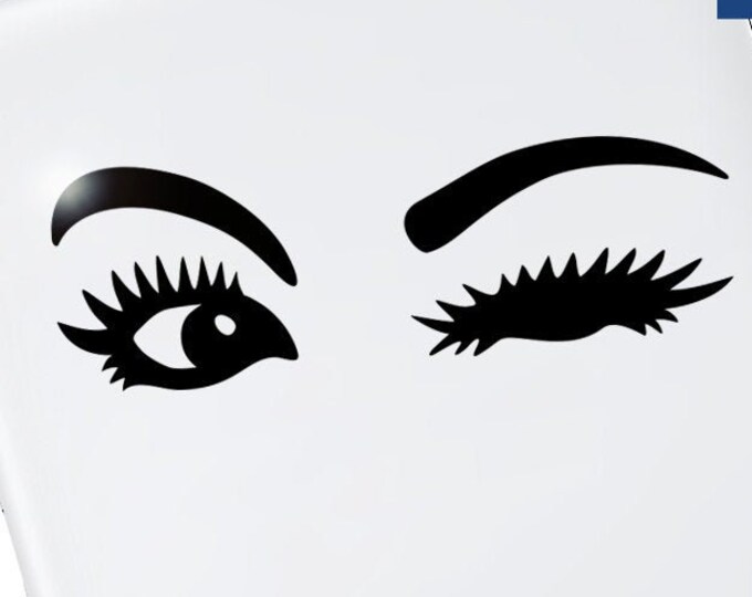 Winking Eyes Decal Eye Lashes Wink Car Window Sticker Woman | Etsy