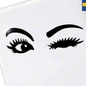 Winking Eyes Decal, Eye Lashes Wink Car Window Sticker, Woman Eyelashes ...