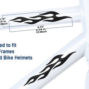 Set of 4 Black Flames Decal Set, Retro Fire Motorcycle Helmet Sticker ...