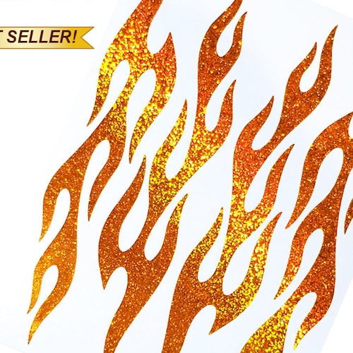 Set of 4 Flames Reflective Decals Retro Flame Bike Helmet | Etsy