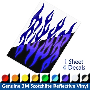 Set of 4 Reflective Flames Vinyl Decals, Retro Fire Sticker Kit, Hotrod ...