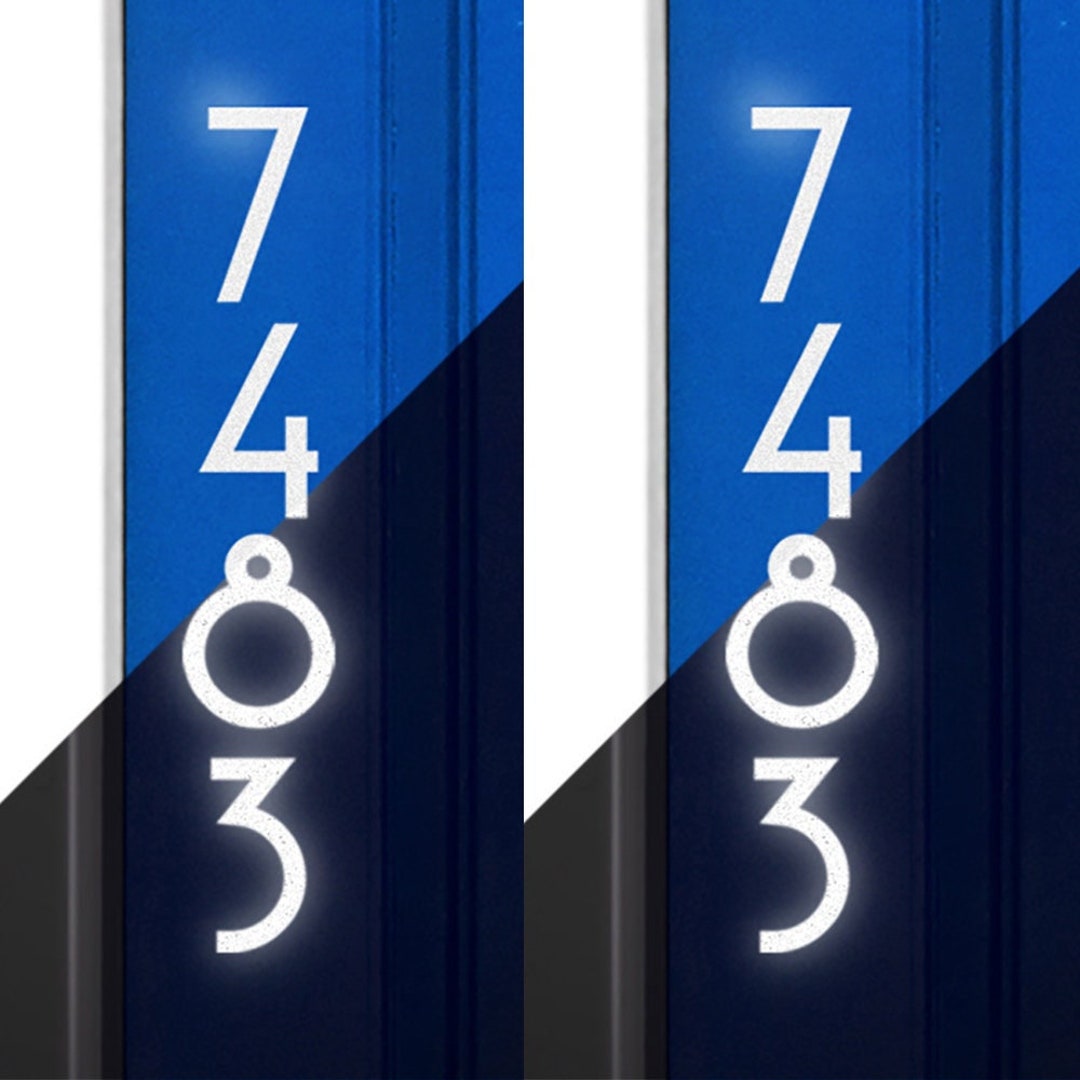 Vertical 10.50" High, 2pc. Reflective Mailbox Numbers Decals, Custom ...