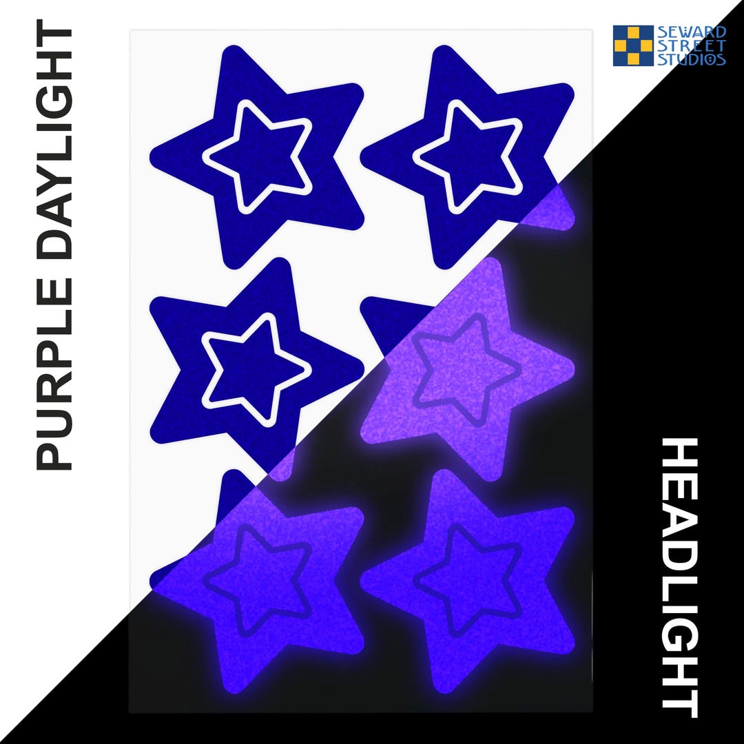 Purple Stars Reflective Decals Set, Stars Motorcycle Helmet Stickers ...
