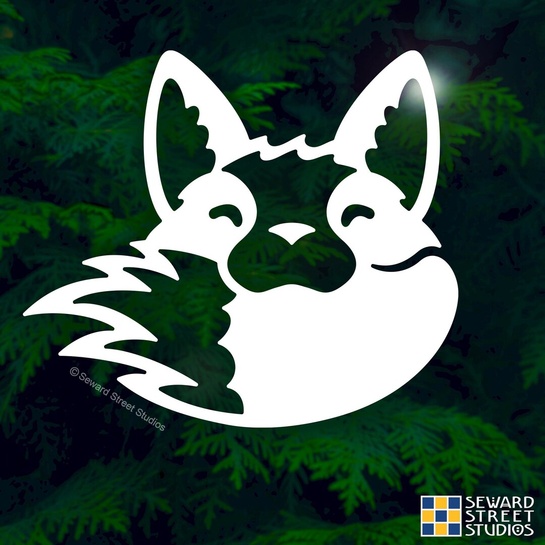Fox Biting Tail Decal, Cute Vixen Face Car Window Sticker, Vulpes Tail ...