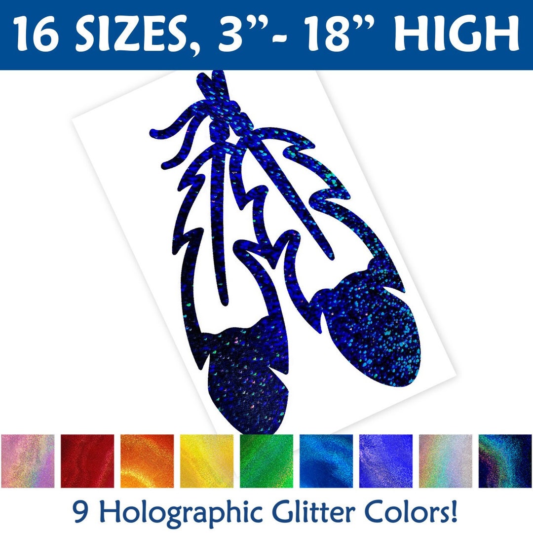 Eagle Feathers Glitter Decal, Two Bird Feathers Window Sticker ...