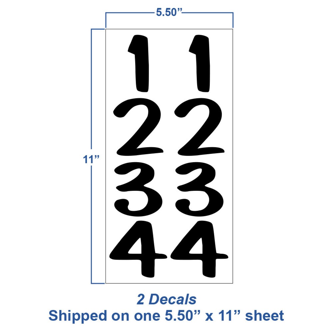 Vertical 10.50" High, 2pc. Reflective Mailbox Numbers Decals, Custom ...