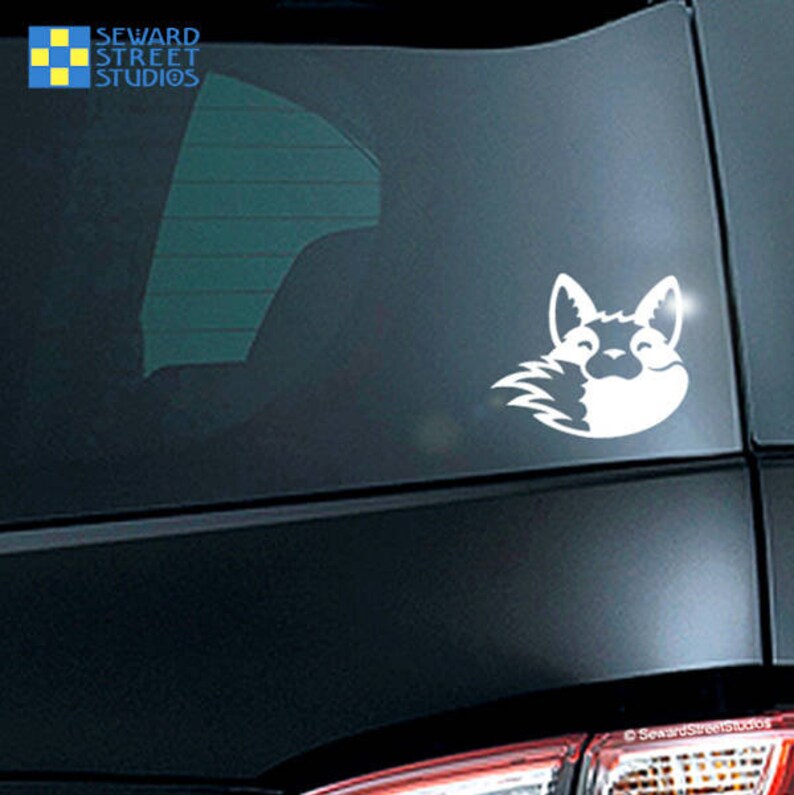 Fox Biting Tail Decal Cute Vixen Face Car Window Sticker | Etsy