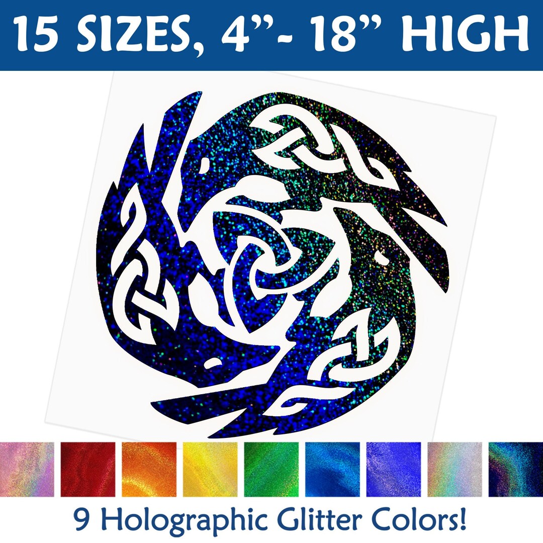 Three Ravens Glitter Vinyl Decal, Triple Crows Window Sticker, Knotwork ...