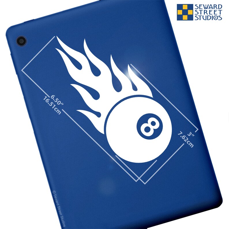 Flaming 8 Ball Decal, Flame Eight Pool Ball Laptop Sticker, Burning ...