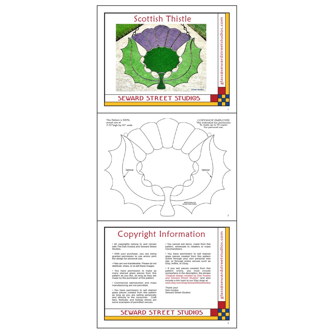 Scottish Thistle Easy Stained Glass Pattern, Scotland Flower Suncatcher ...