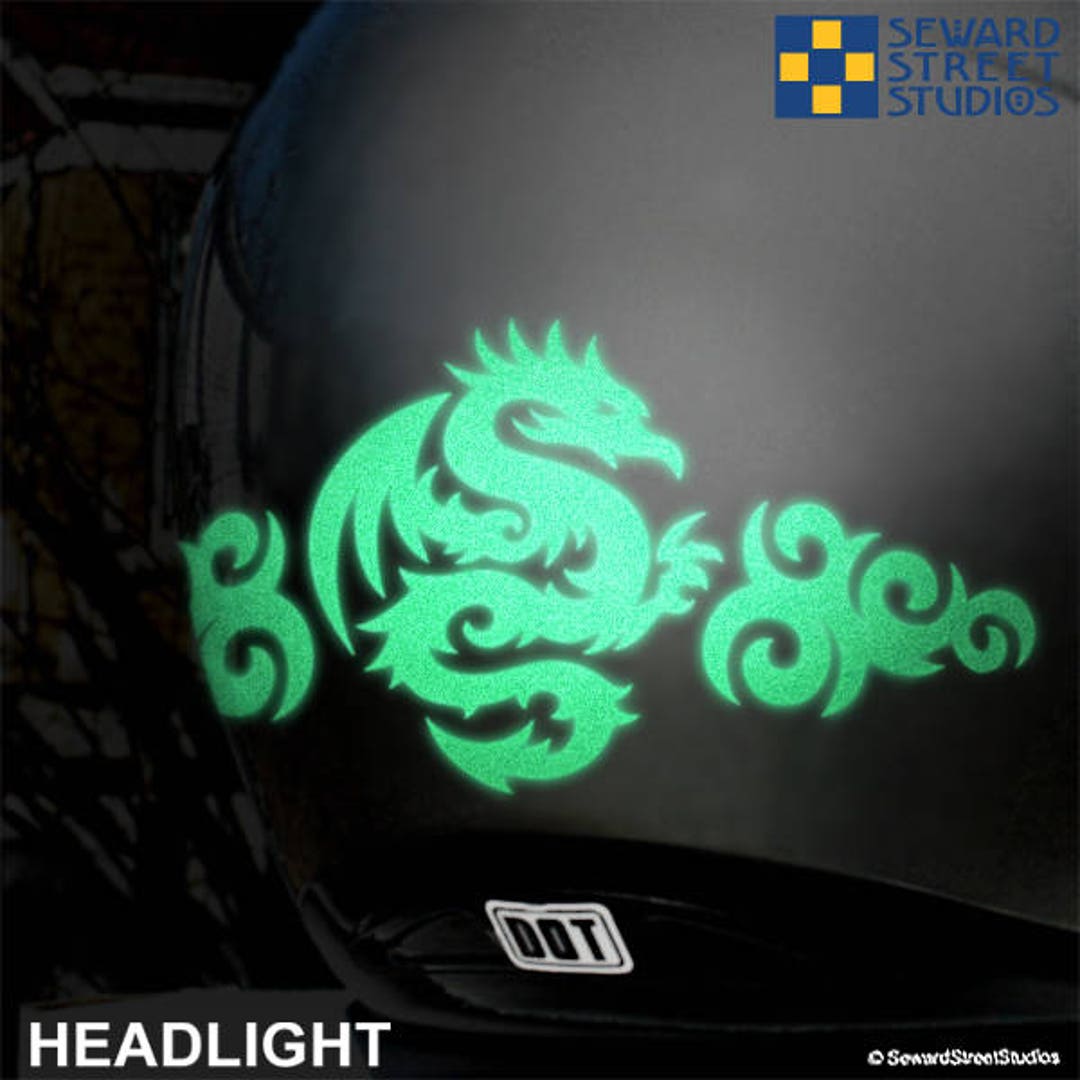 Tribal Dragon Reflective Decal Set, Dragon Helmet Reflector Stickers ...
