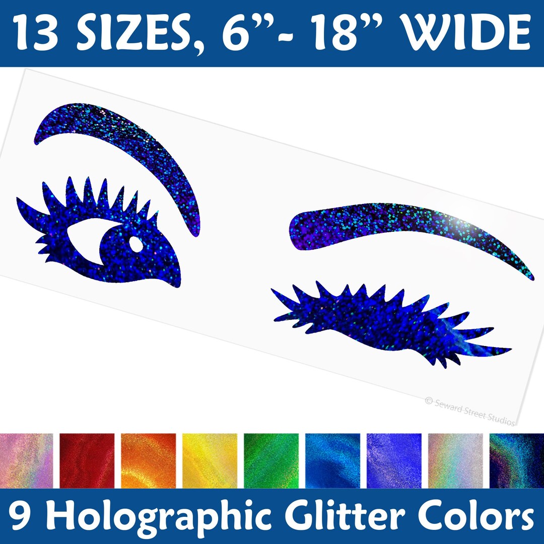 Winking Eyes Glitter Decal, Eye Lashes Wink Car Window Sticker, Woman ...