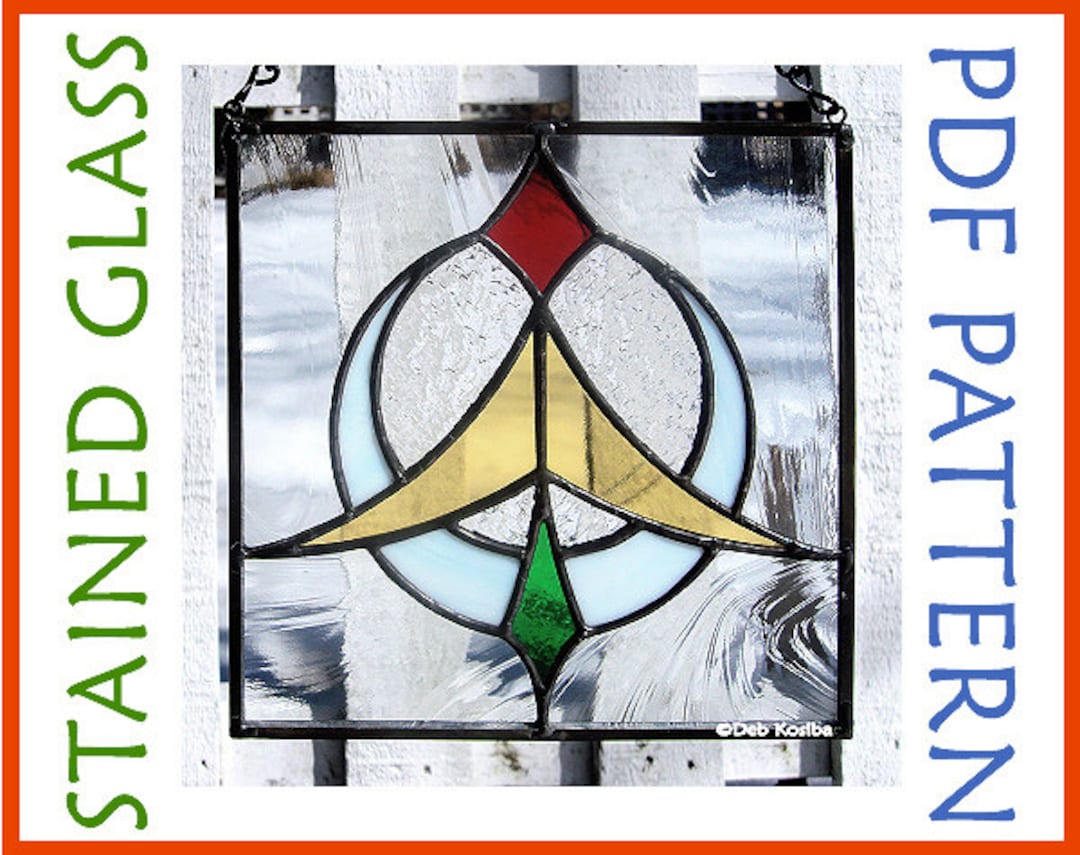 Easy Moon and Bird Stained Glass Pattern, Art Deco Suncatcher Pattern ...