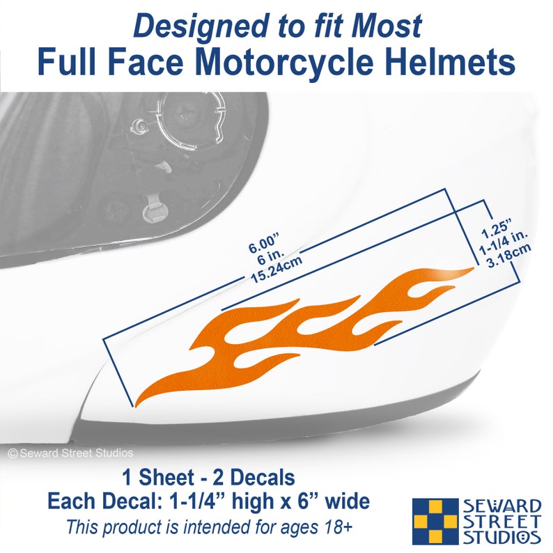 Set of 2 Flame Decals Fire Motorcycle Helmet Sticker Kit 3M - Etsy