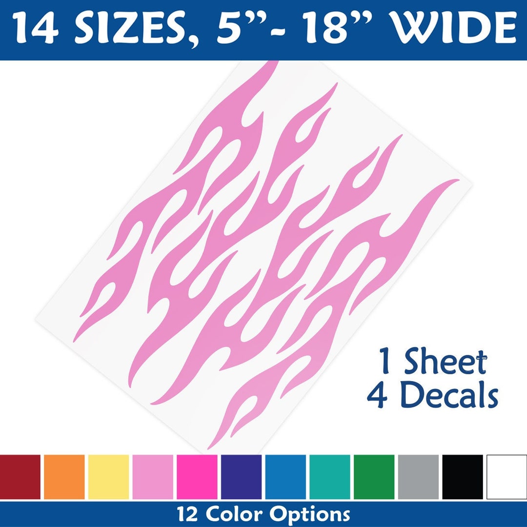 Set of 4 Flames Vinyl Decals, Retro Fire Sticker Kit, Hotrod Flame ...