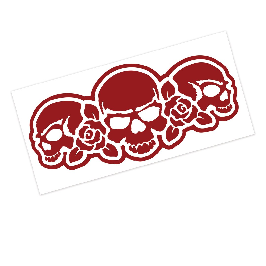 Skull With Roses Decal, Winged Skull Motorcycle Sticker, 3M Reflector ...