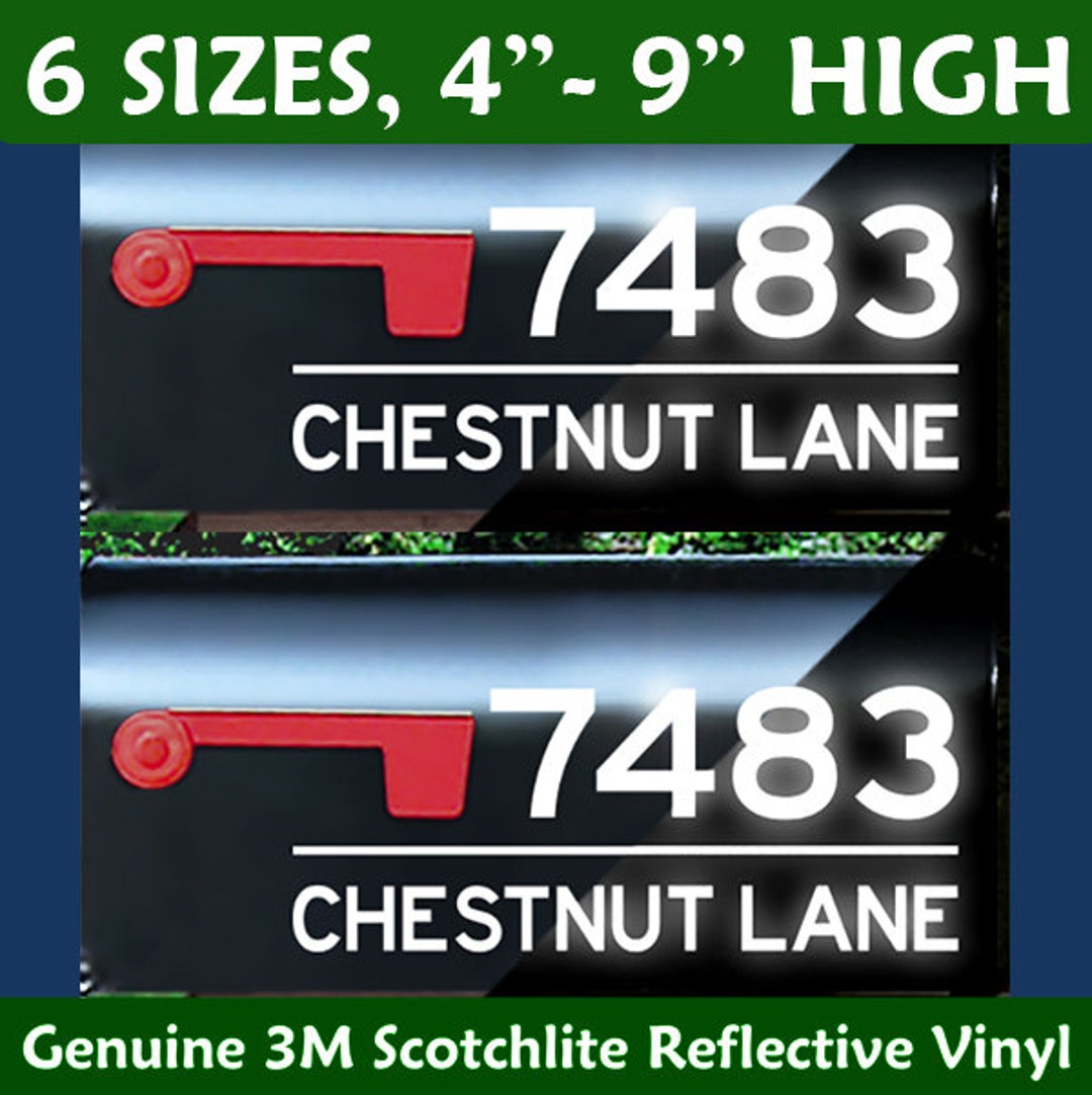 Set of 2 White Reflective Mailbox Address Decals, 6 Sizes Custom Street ...