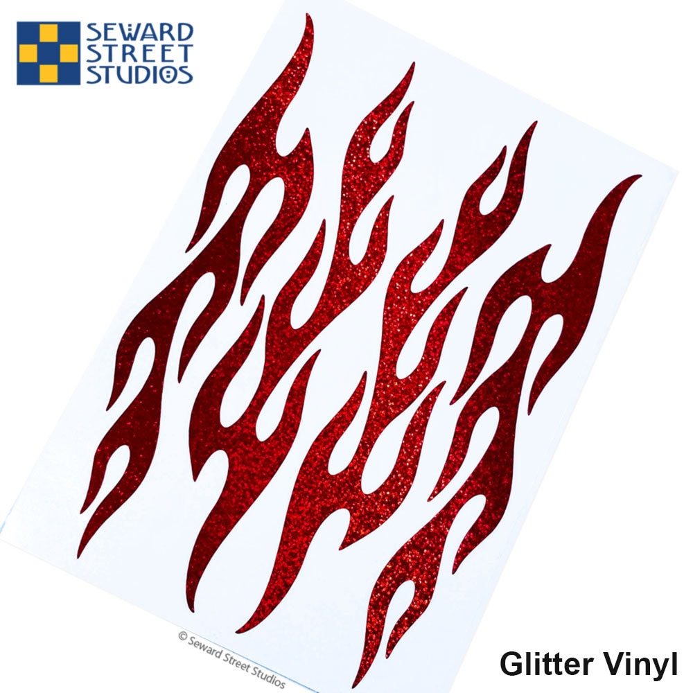 Set of 4 Flames Decal Set, Retro Flame Motorcycle Helmet Stickers Kit, Hotrod Fire Bike Frame ...