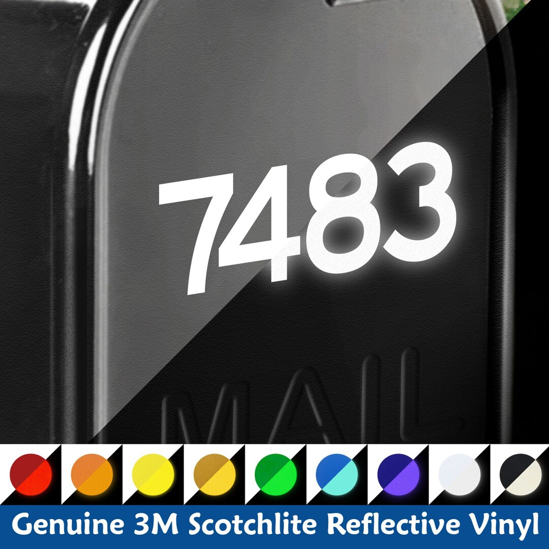 Bold Reflective Mailbox Numbers Decal, up to 2
