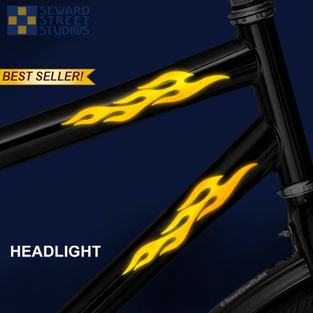 Set of 4 Flames Reflective Decals Retro Flame Bike Helmet - Etsy