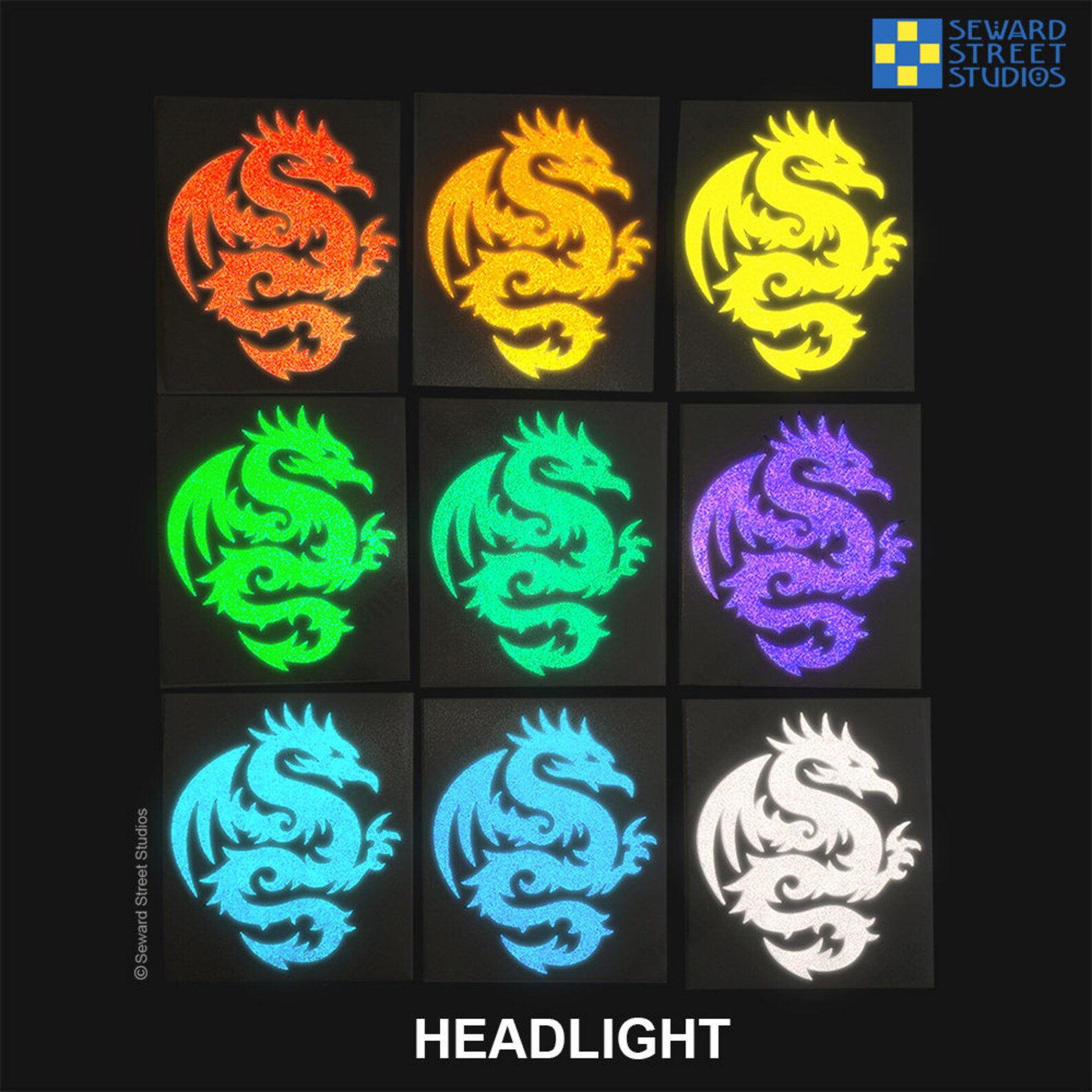 Tribal Dragon Reflective Decal, Dragon Helmet Sticker, Bike Reflector ...