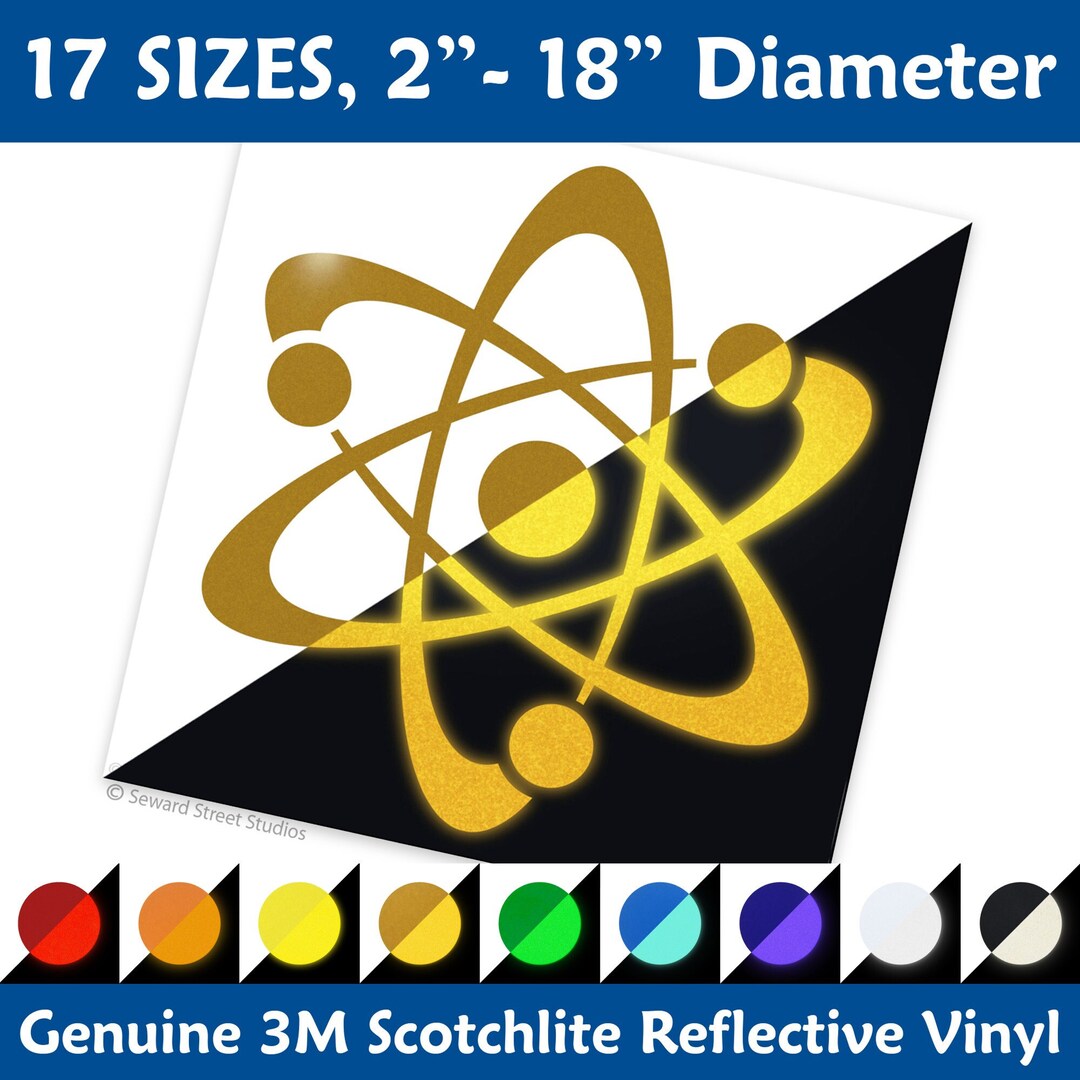 Atom Symbol Reflective Decal, Atomic Motorcycle Helmet Reflector ...