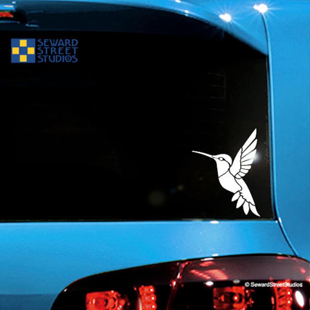 Hummingbird Vinyl Decal, Flying Humming Bird Car Window Sticker, Ruby ...