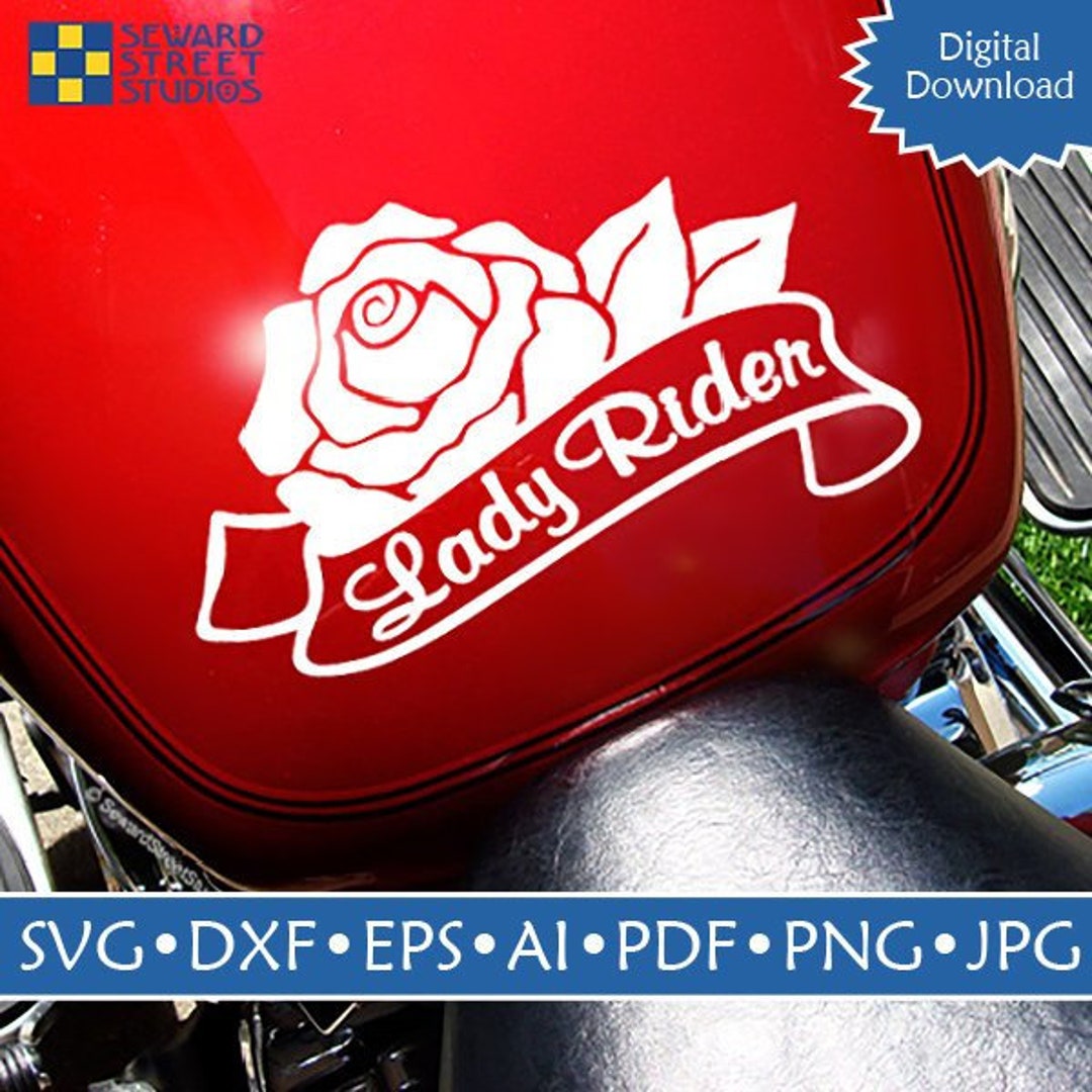 Lady Rider Rose Digital Download, Biker Chick Motorcycle Girl, Cut ...