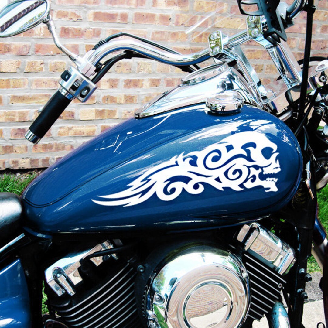 Tribal Skulls Decal Set, Motorcycle Tank Skull Decal Kit, 2 Tribal ...